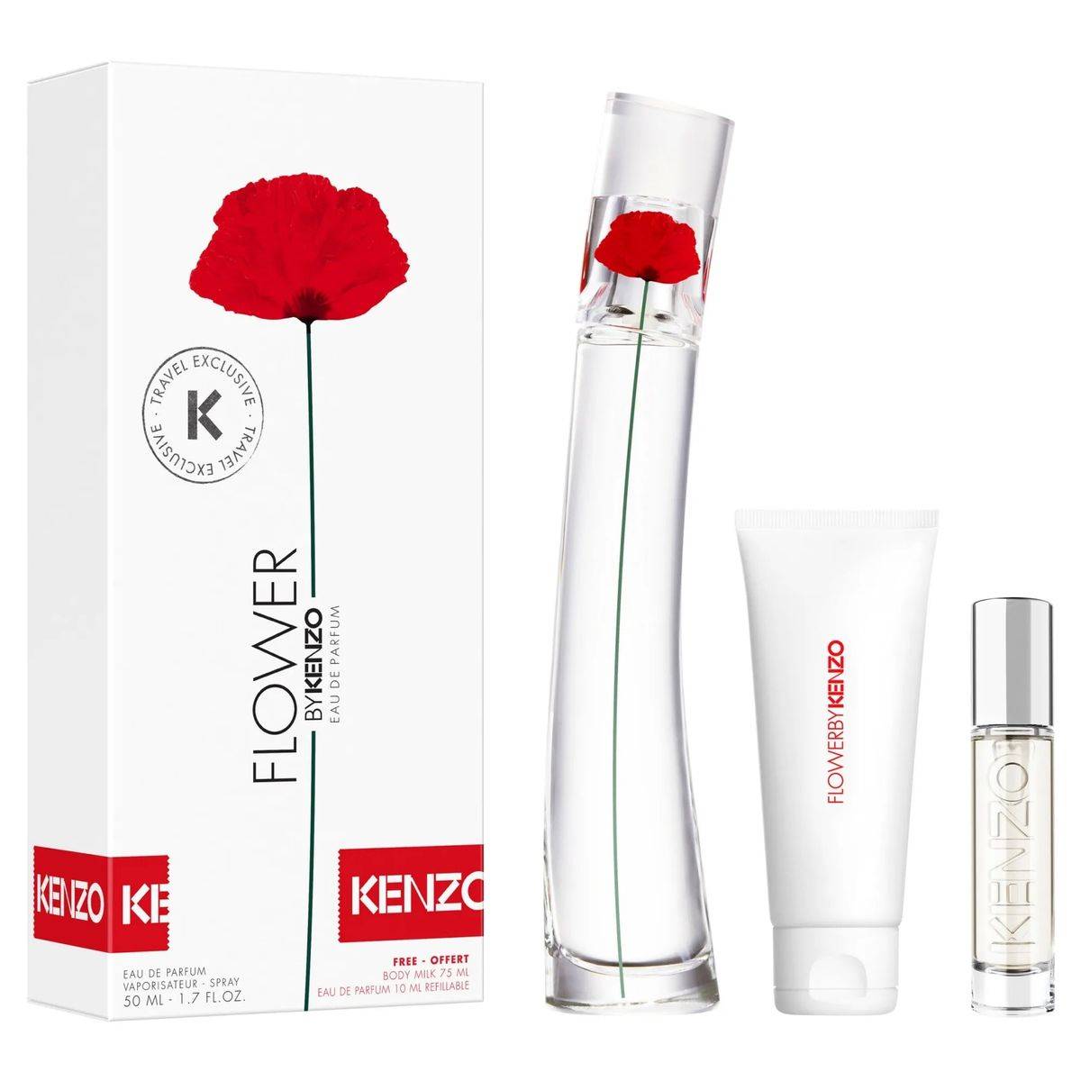 Kenzo Flower By Kenzo (W) Set EDP 50ml + EDP 10ml Refill + Body Milk 7 ...